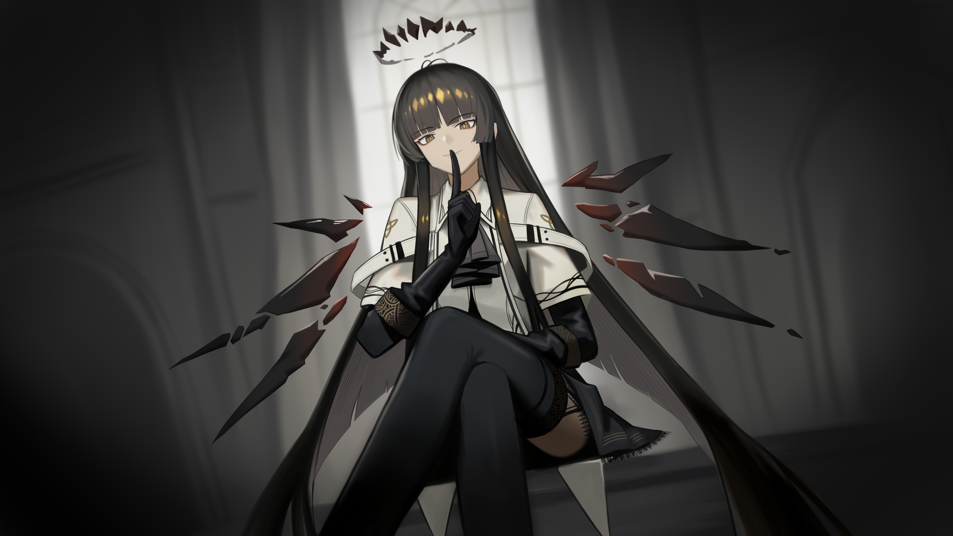 The Big ImageBoard (TBIB) - 1girl arknights ascot black ascot black eyes black gloves black hair ...