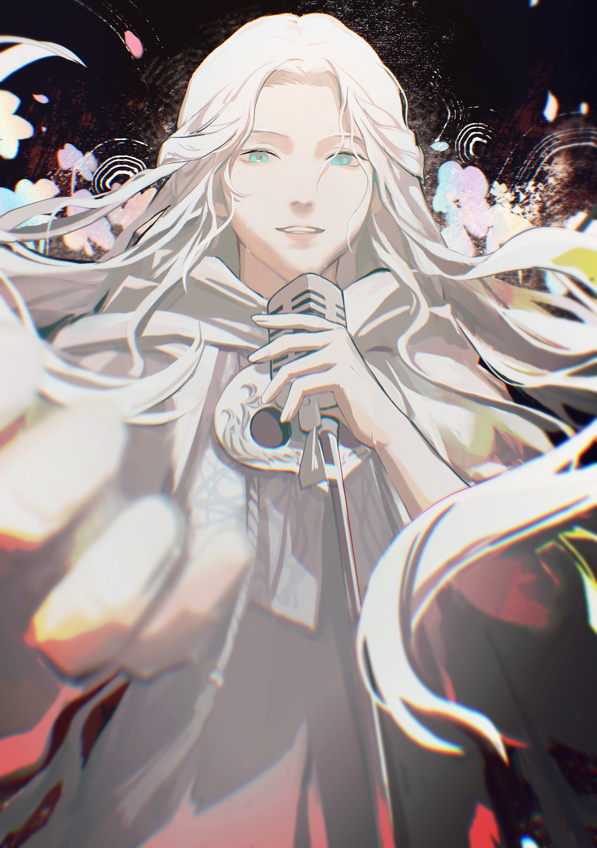 The Big ImageBoard (TBIB) - 1girl abstract background absurdres black background blue eyes final ...