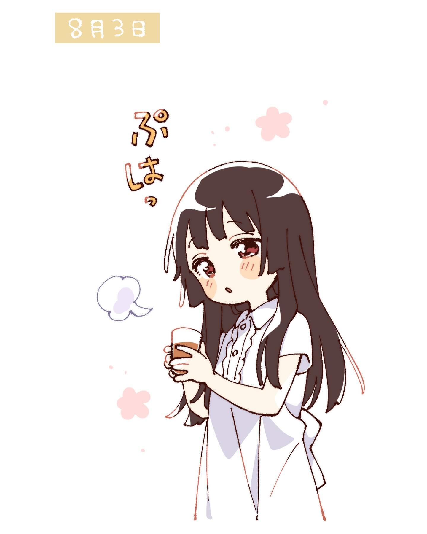 The Big ImageBoard (TBIB) - 1girl :o black hair blunt bangs blush stickers collared dress ...