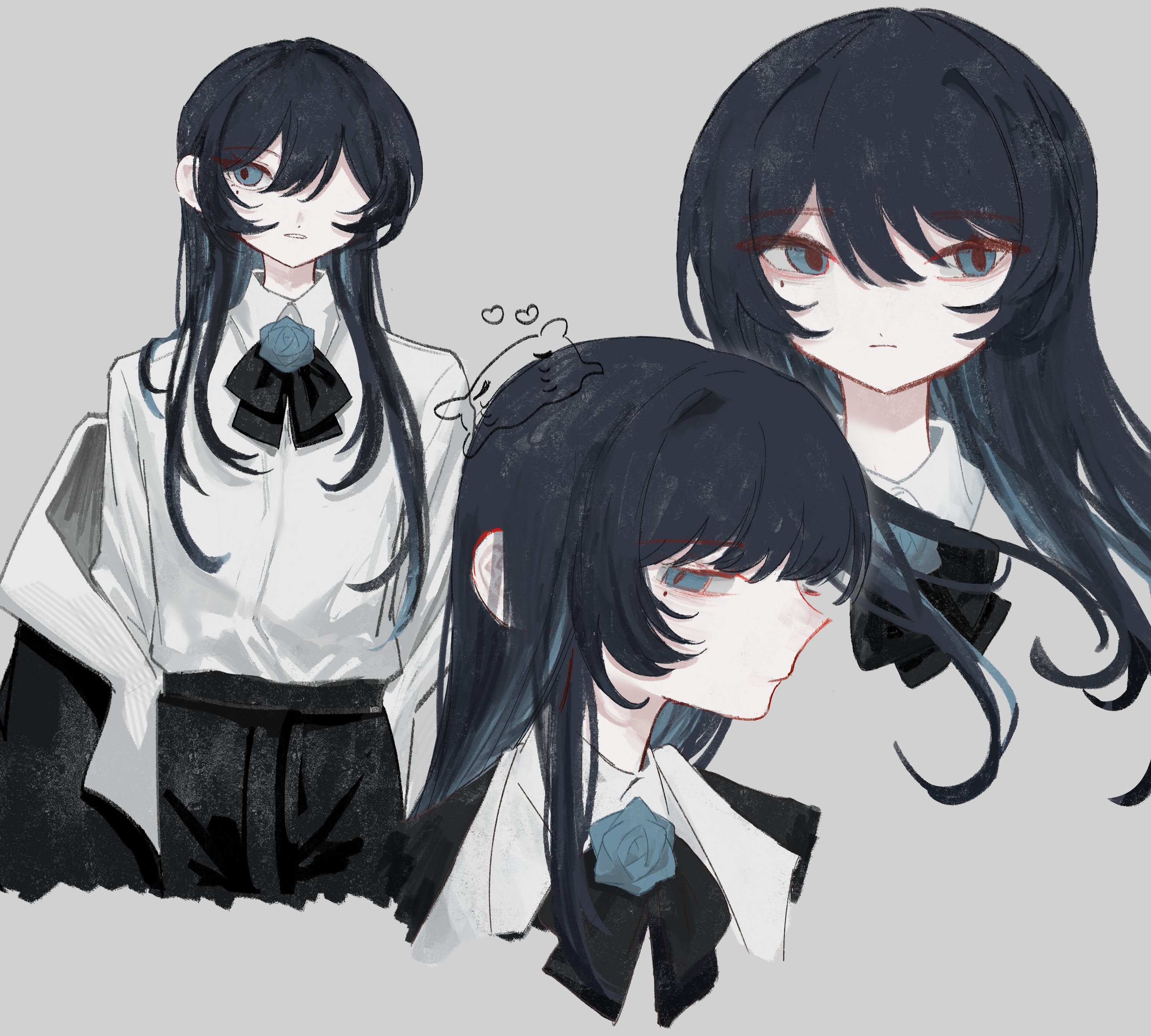 The Big ImageBoard (TBIB) - 1girl absurdres ado (utaite) black bow black bowtie black hair blue ...