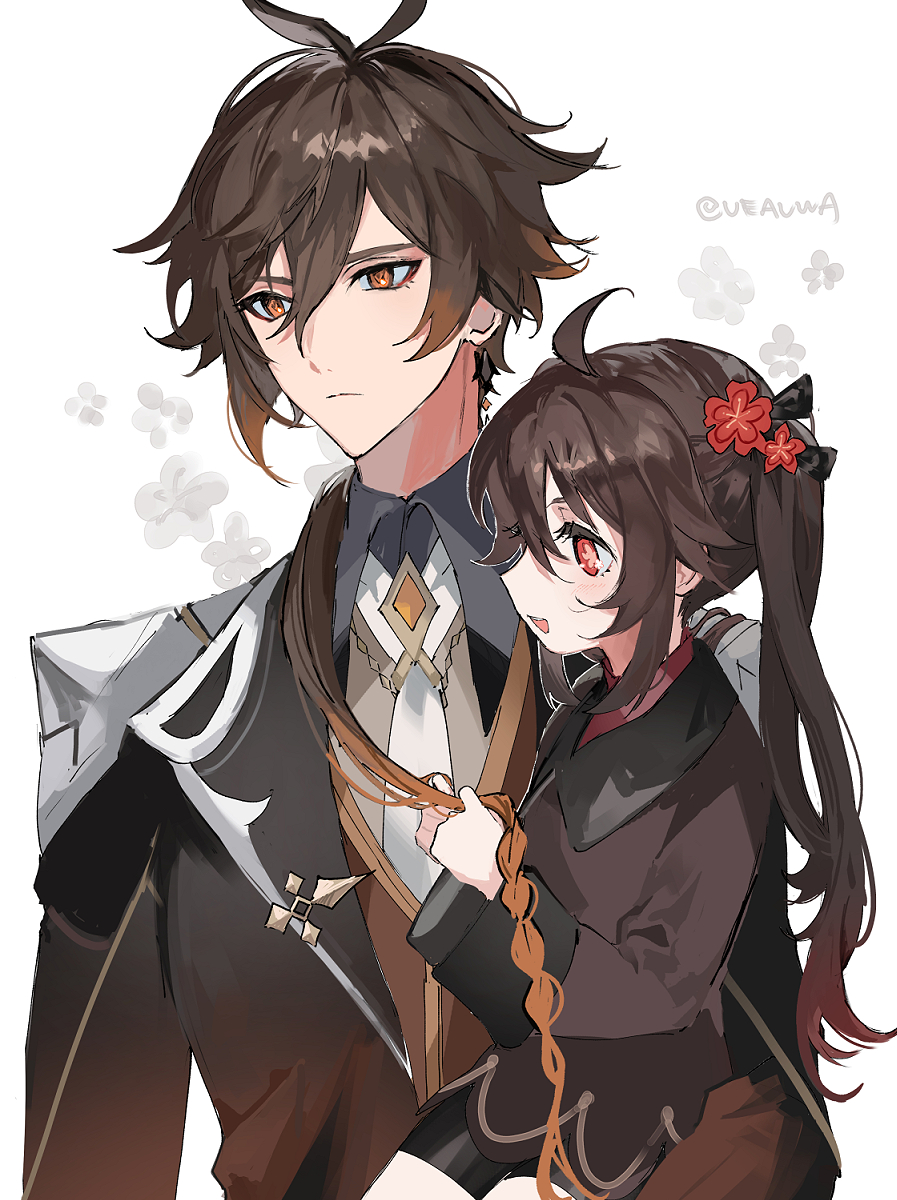 The Big ImageBoard (TBIB) - 1boy 1girl aged down antenna hair black gloves braiding hair brown ...