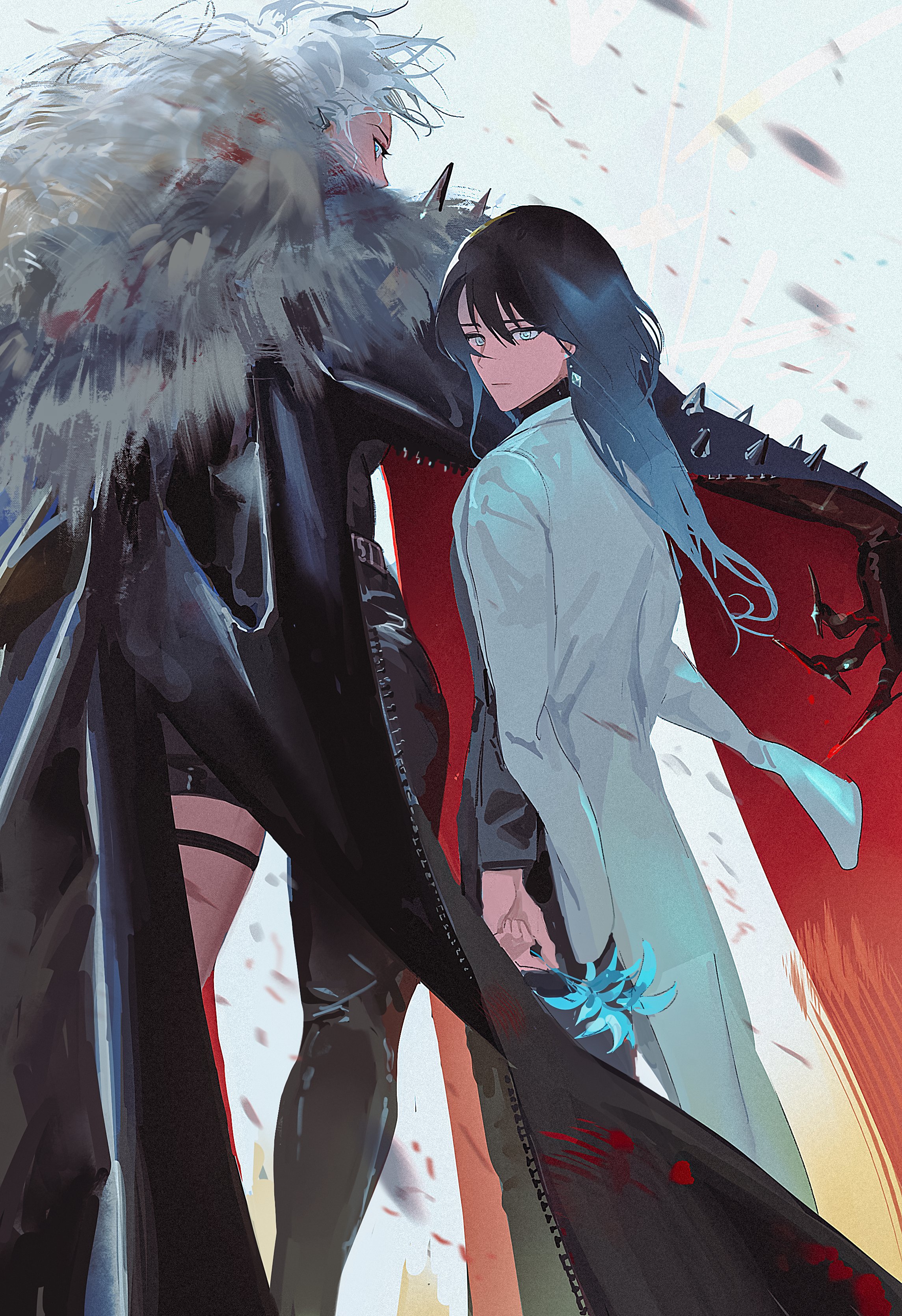 The Big ImageBoard (TBIB) - 123456789qaqaqa 2girls absurdres arm at side asymmetrical clothes ...