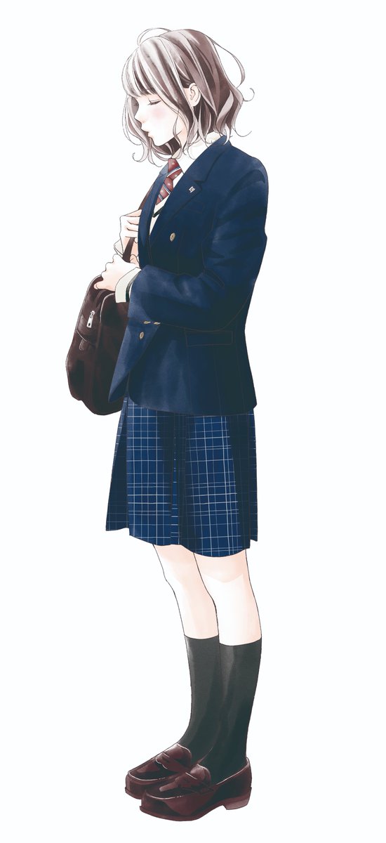 The Big ImageBoard (TBIB) - 1girl bag bangs blazer blue jacket blue skirt brown bag brown ...