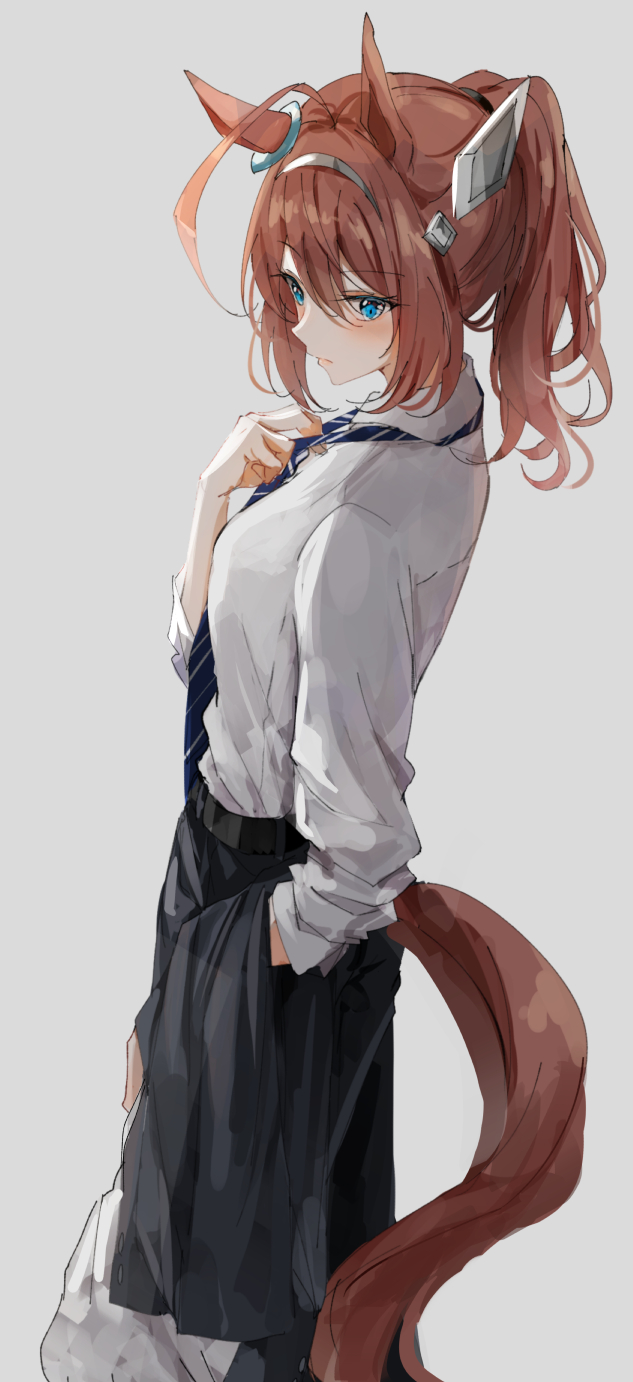 The Big ImageBoard (TBIB) - 1girl adjusting clothes adjusting necktie ahoge alternate costume ...