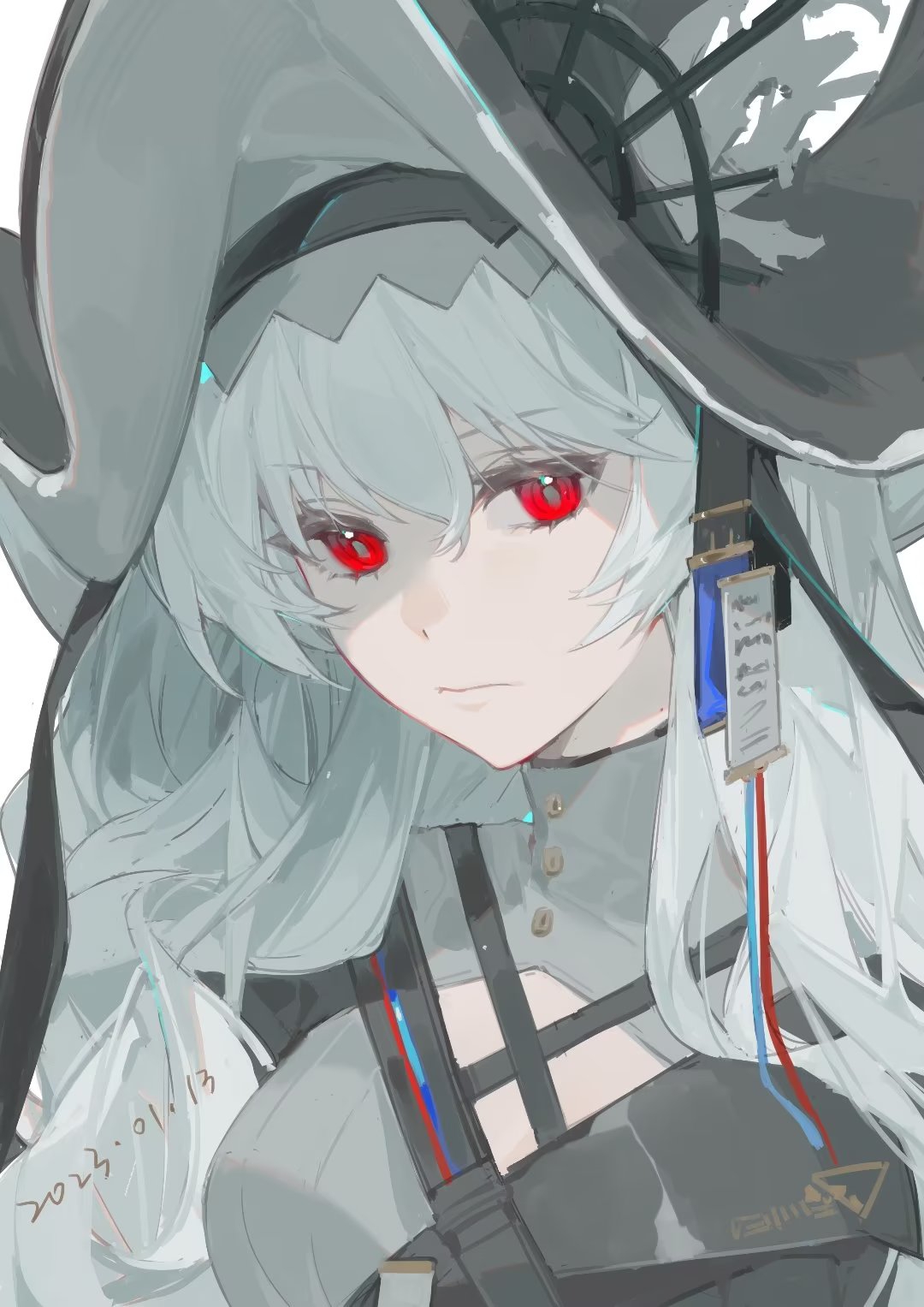 The Big ImageBoard (TBIB) - 1girl arknights bangs black headwear breasts closed mouth dated ...