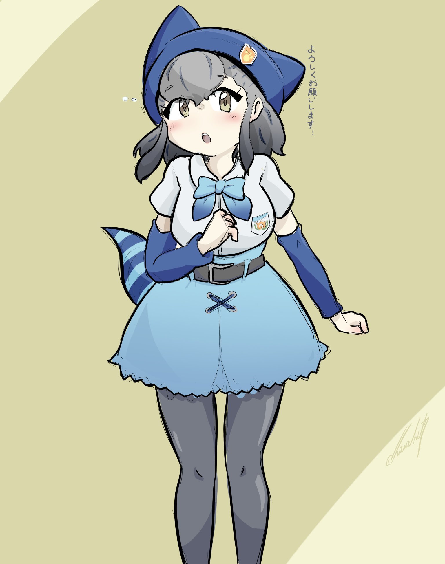 The Big ImageBoard (TBIB) - 1girl blue bow blue bowtie blue hat blue skirt blue sleeves blush ...