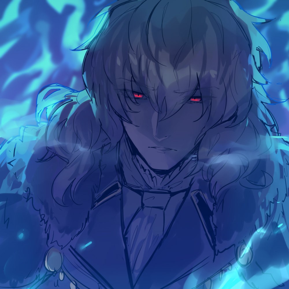 The Big ImageBoard (TBIB) - 1boy blue fire cape fire fur collar looking ...