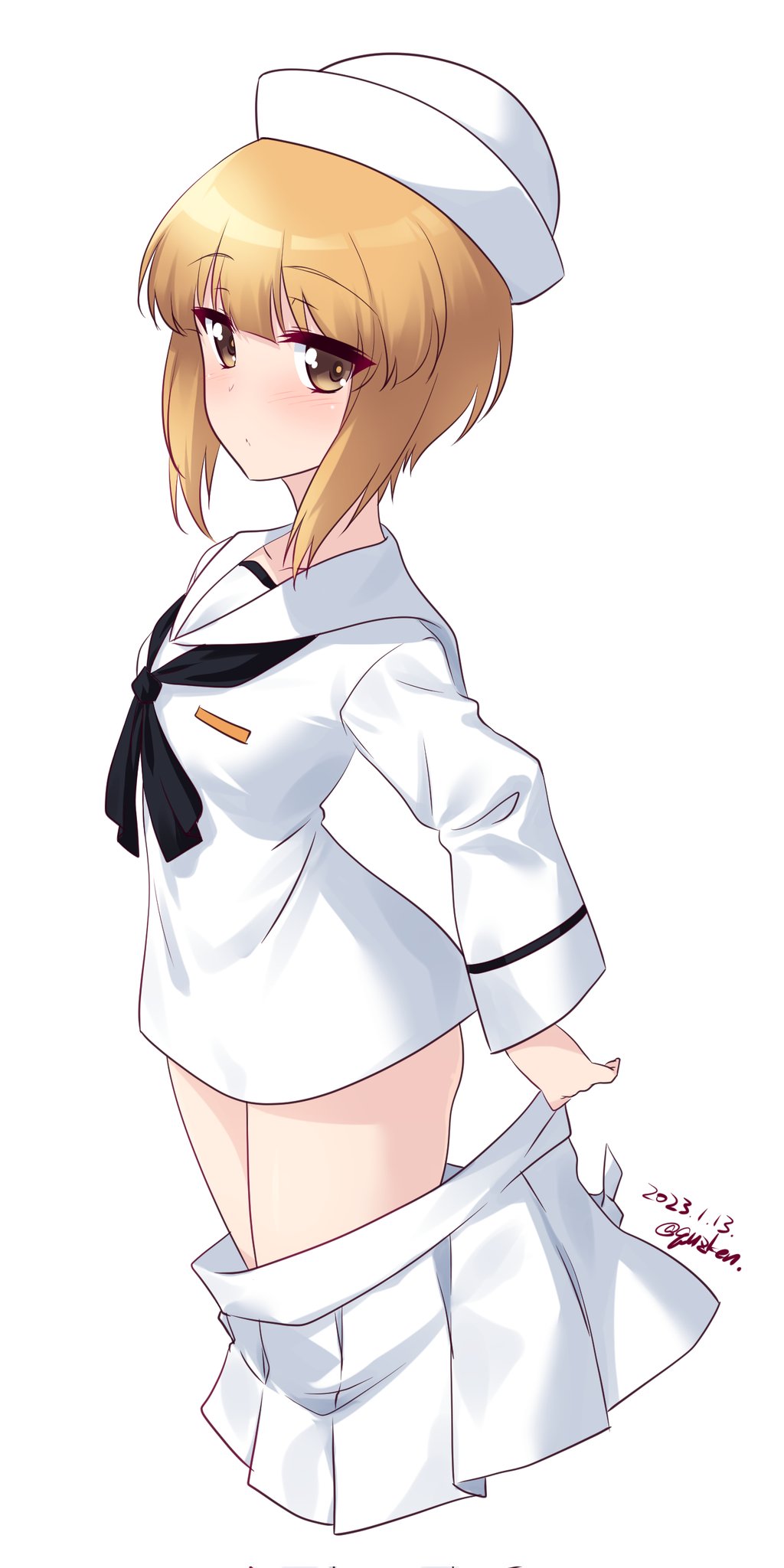 The Big ImageBoard (TBIB) - 1girl artist name ass blonde hair blush breasts brown eyes clothes ...