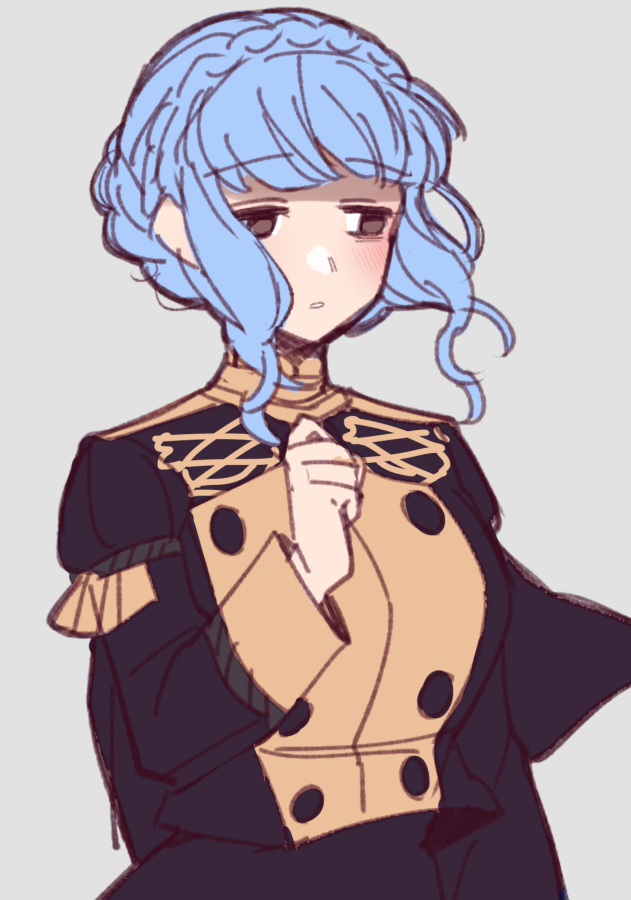 The Big ImageBoard (TBIB) - 1girl bags under eyes blue hair blush braid brown eyes buttons crown ...