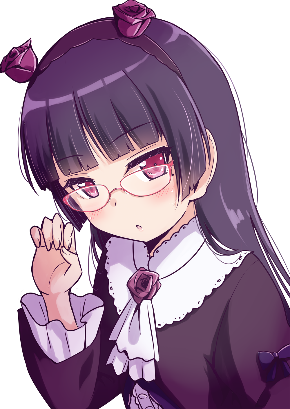 The Big Imageboard Tbib 1girl Ascot Bangs Bespectacled Black Dress