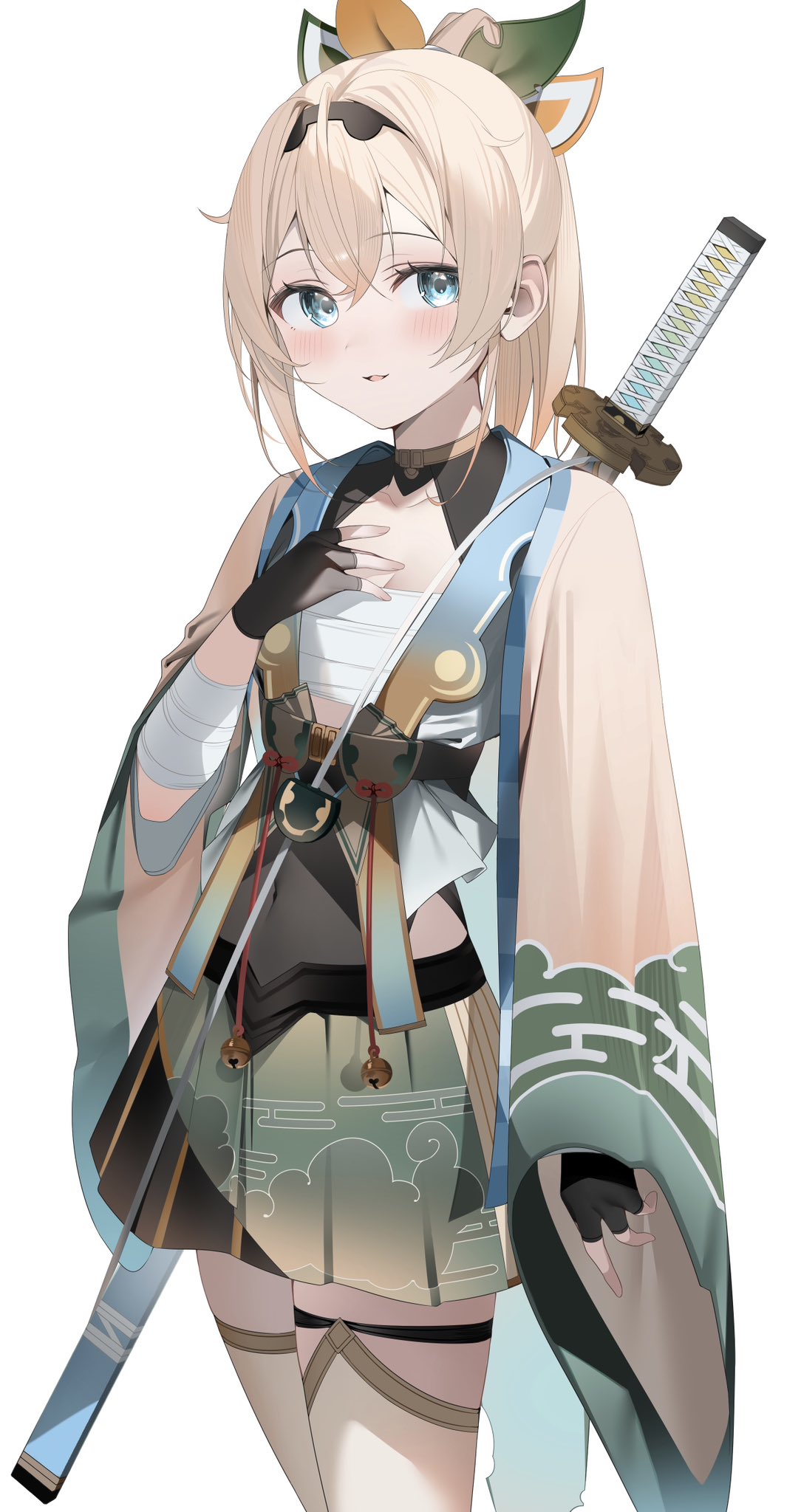 The Big ImageBoard (TBIB) - 1girl aqua eyes bangs black gloves blonde hair blush breasts chest ...