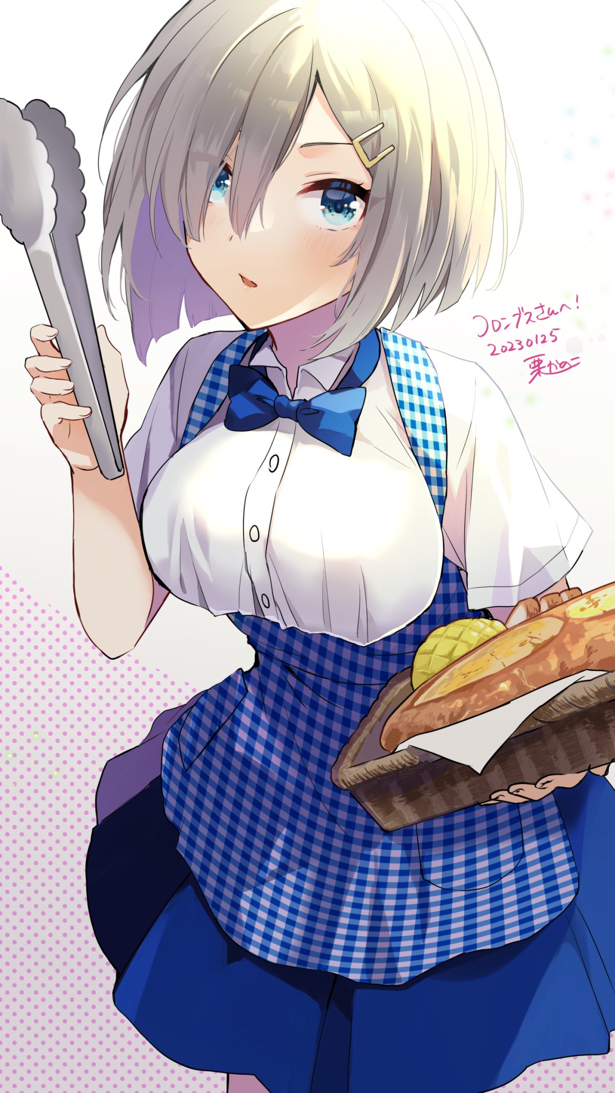 The Big ImageBoard (TBIB) - 1girl alternate costume anbutter siruko apron blue apron blue bow ...