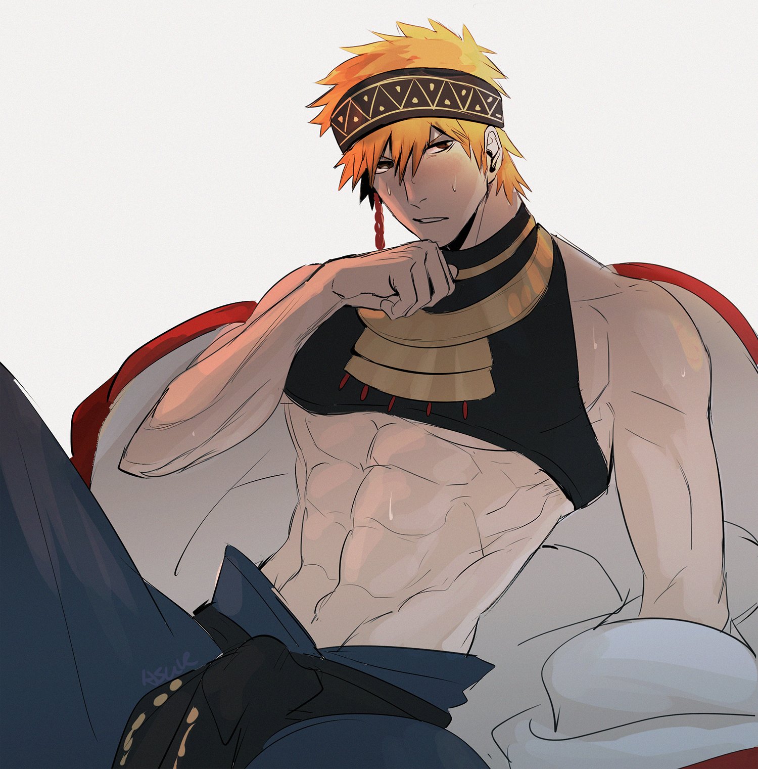 The Big ImageBoard (TBIB) - 1boy abs asure (asure twi) black shirt ...
