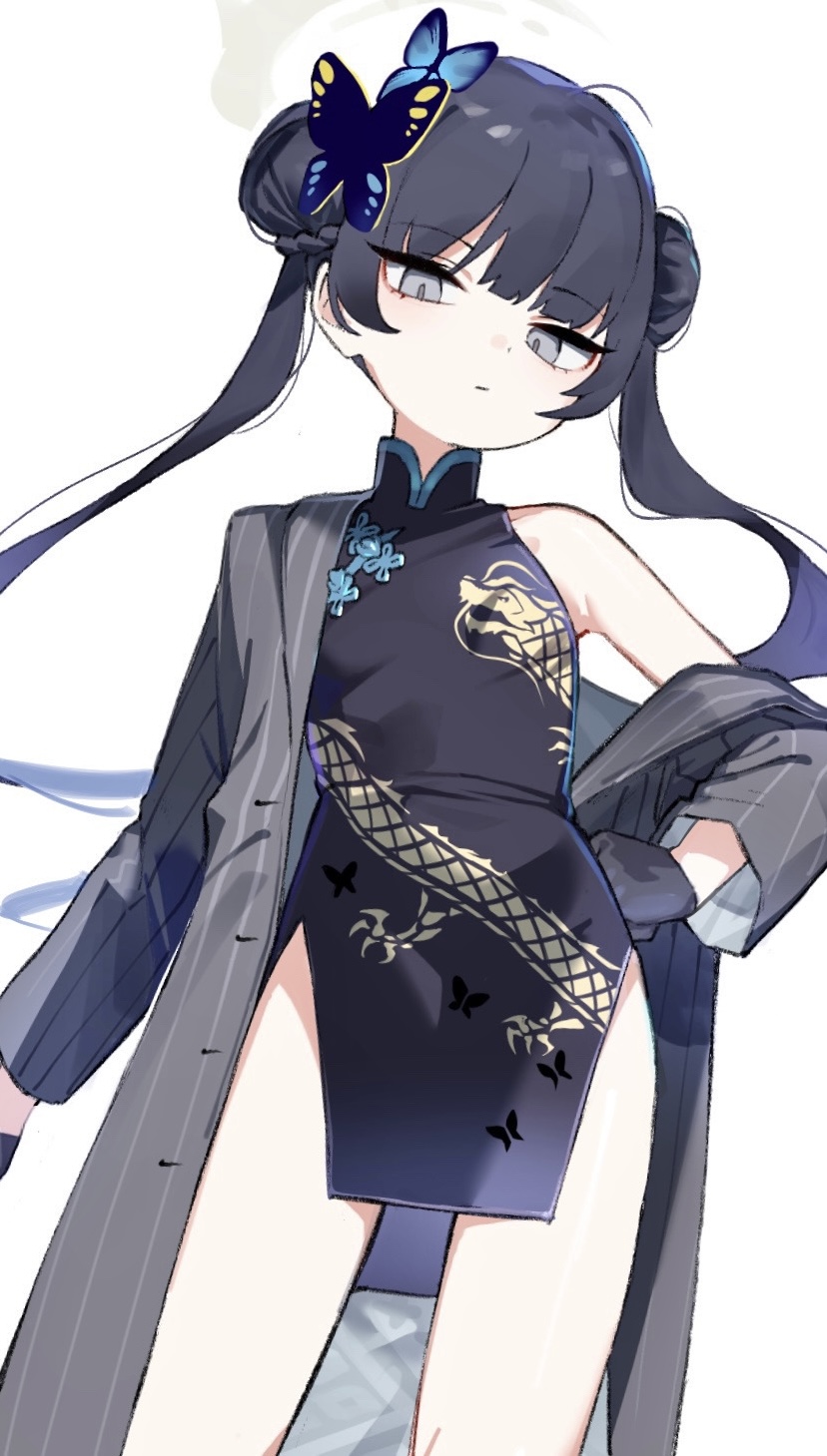 The Big ImageBoard (TBIB) - 1girl bangs black dress black gloves black hair blue archive blunt ...
