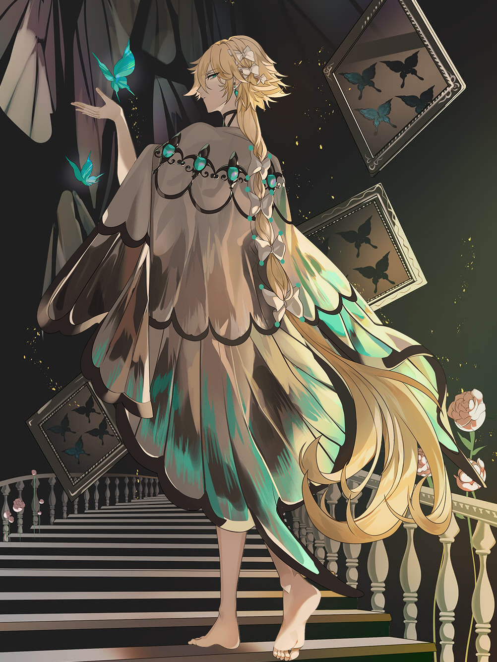 The Big ImageBoard (TBIB) - 1boy aqua butterfly aqua eyes artist ...
