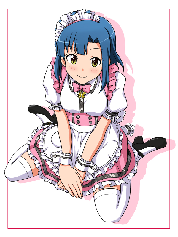 The Big ImageBoard (TBIB) - 1girl alternate costume apron bangs black footwear blue hair blush ...