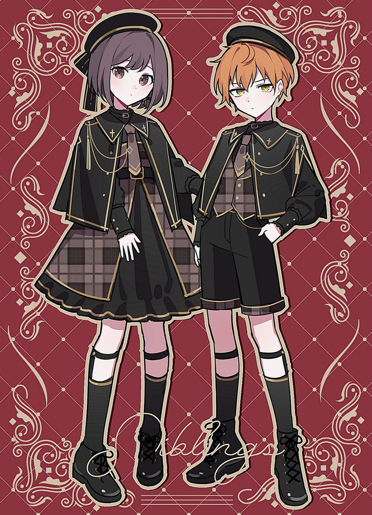 The Big ImageBoard (TBIB) - 1boy 1girl aged down beret brother and sister brown eyes brown hair ...