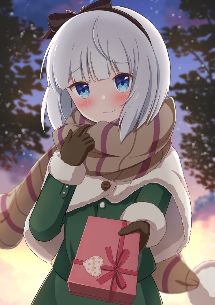 The Big ImageBoard (TBIB) - 1girl black hairband blue eyes blurry blurry background brown gloves ...