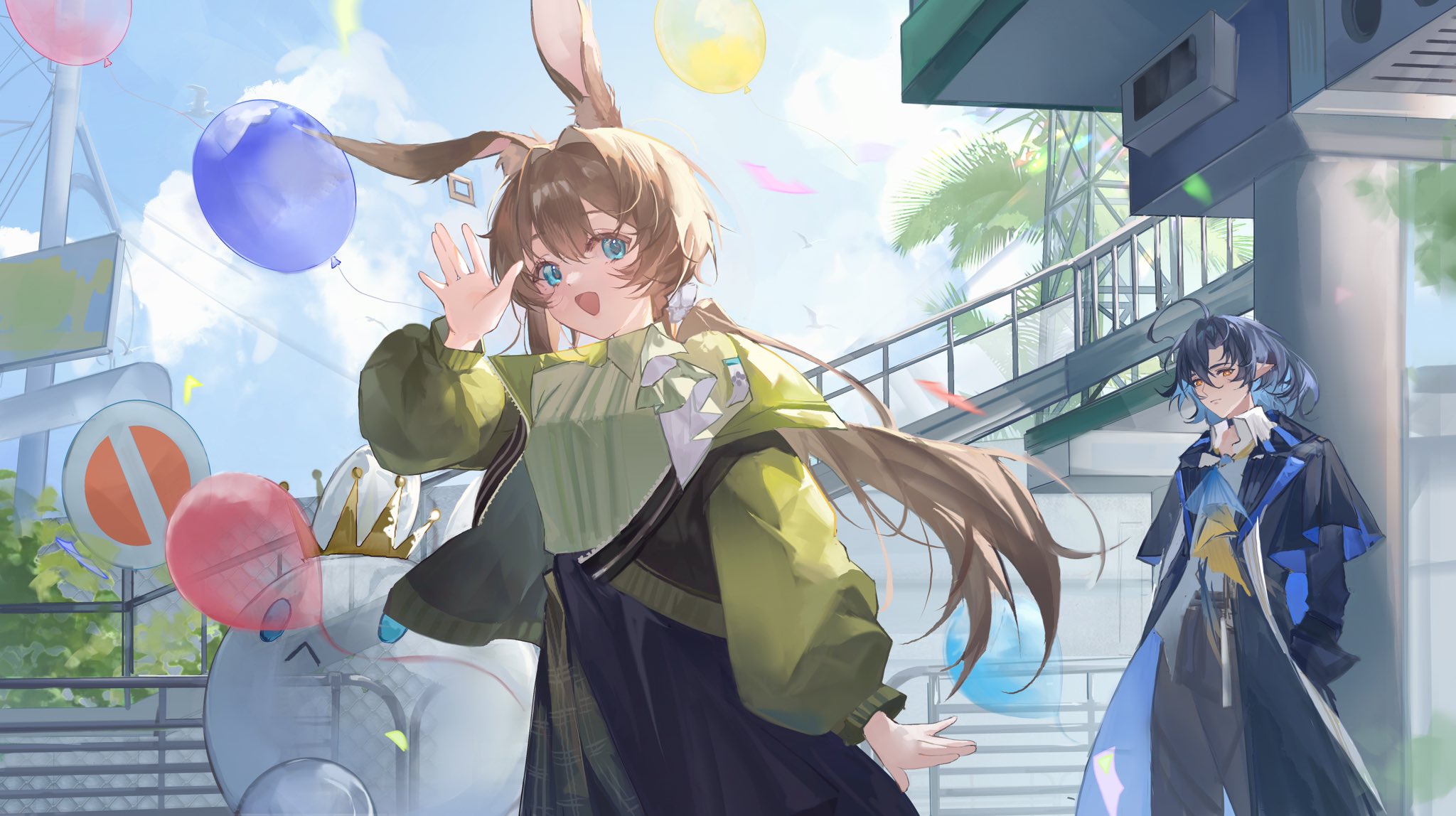 The Big ImageBoard (TBIB) - 1boy 1girl ahoge amiya (arknights) animal ears aqua eyes arknights ...