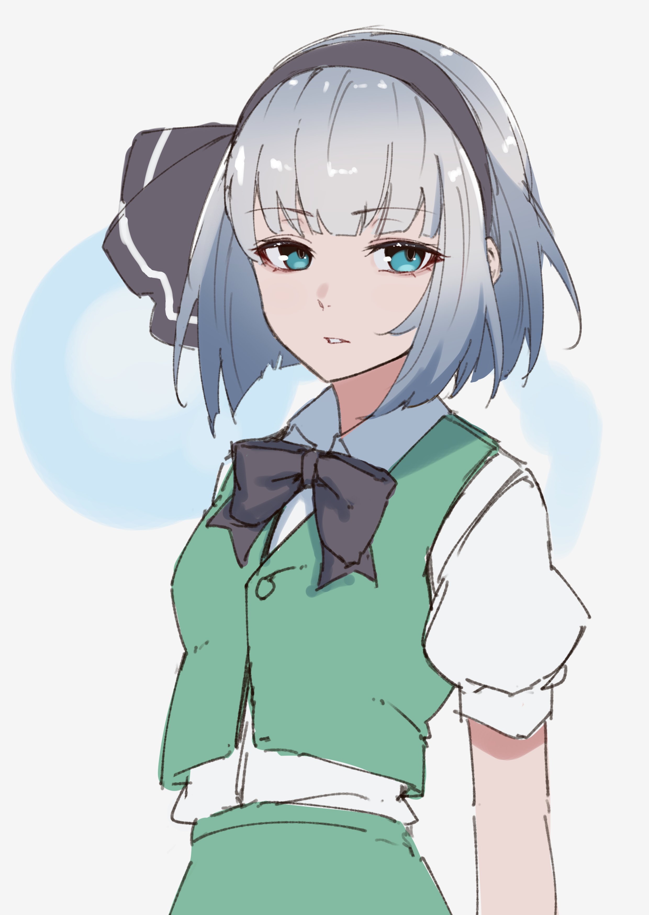 The Big ImageBoard (TBIB) - 1girl absurdres black bow black bowtie black hairband black ribbon ...