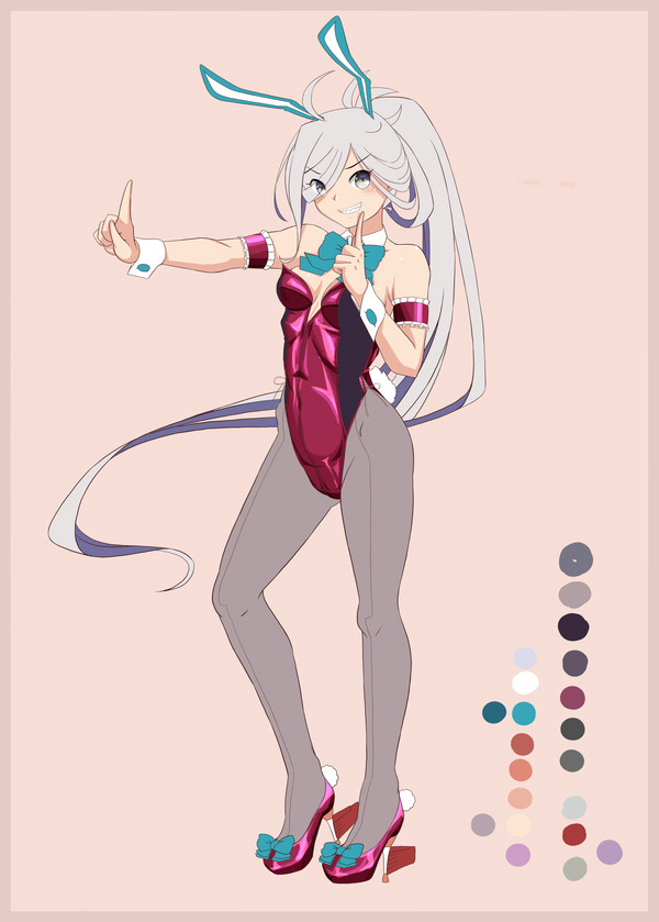 The Big ImageBoard (TBIB) - 1girl adapted costume ahoge alternate costume animal ears aqua bow ...