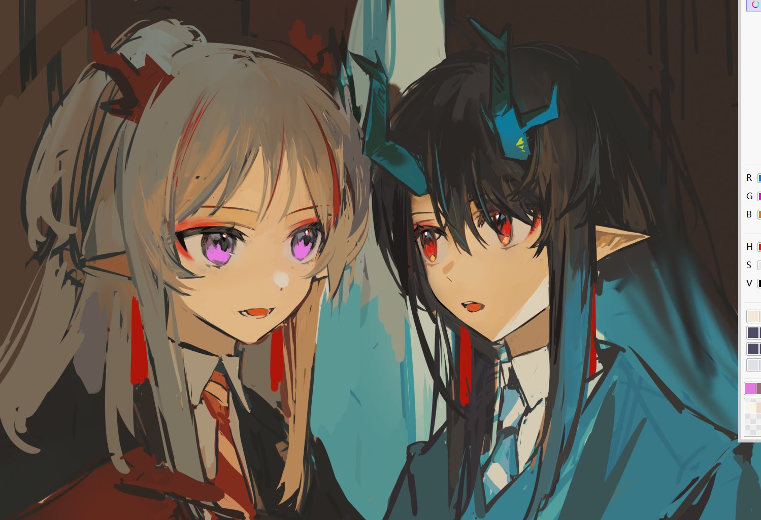 The Big ImageBoard (TBIB) - 2girls alternate costume arknights black hair collared shirt dragon ...