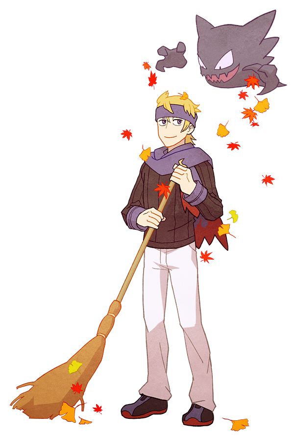 The Big ImageBoard (TBIB) - 1boy bangs black footwear blonde hair broom closed mouth falling ...