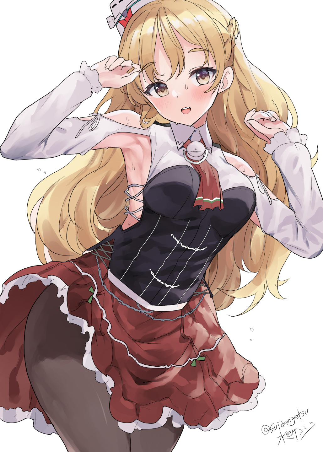 The Big Imageboard Tbib 1girl Armpits Artist Name Ascot Bangs Black