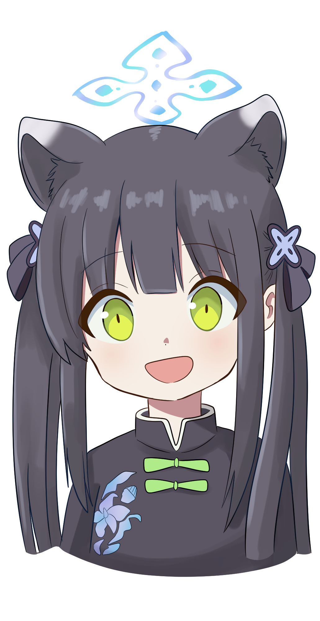 The Big ImageBoard (TBIB) - animal ears black dress black hair blue archive china dress chinese ...