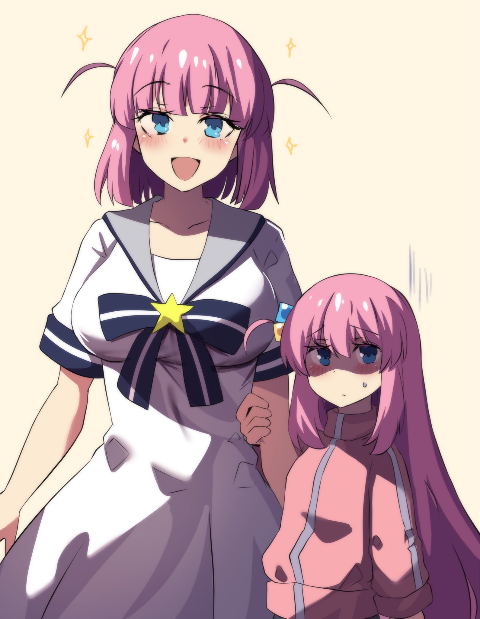 The Big ImageBoard (TBIB) - 2girls age switch aged down aged up bangs blue eyes bocchi the rock ...