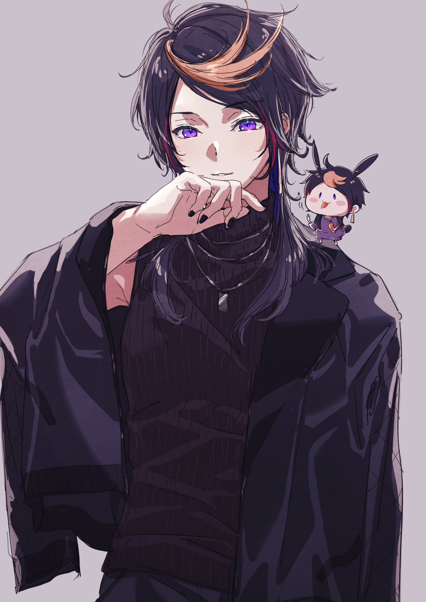 The Big ImageBoard (TBIB) - 1boy black hair black nails blonde hair ...