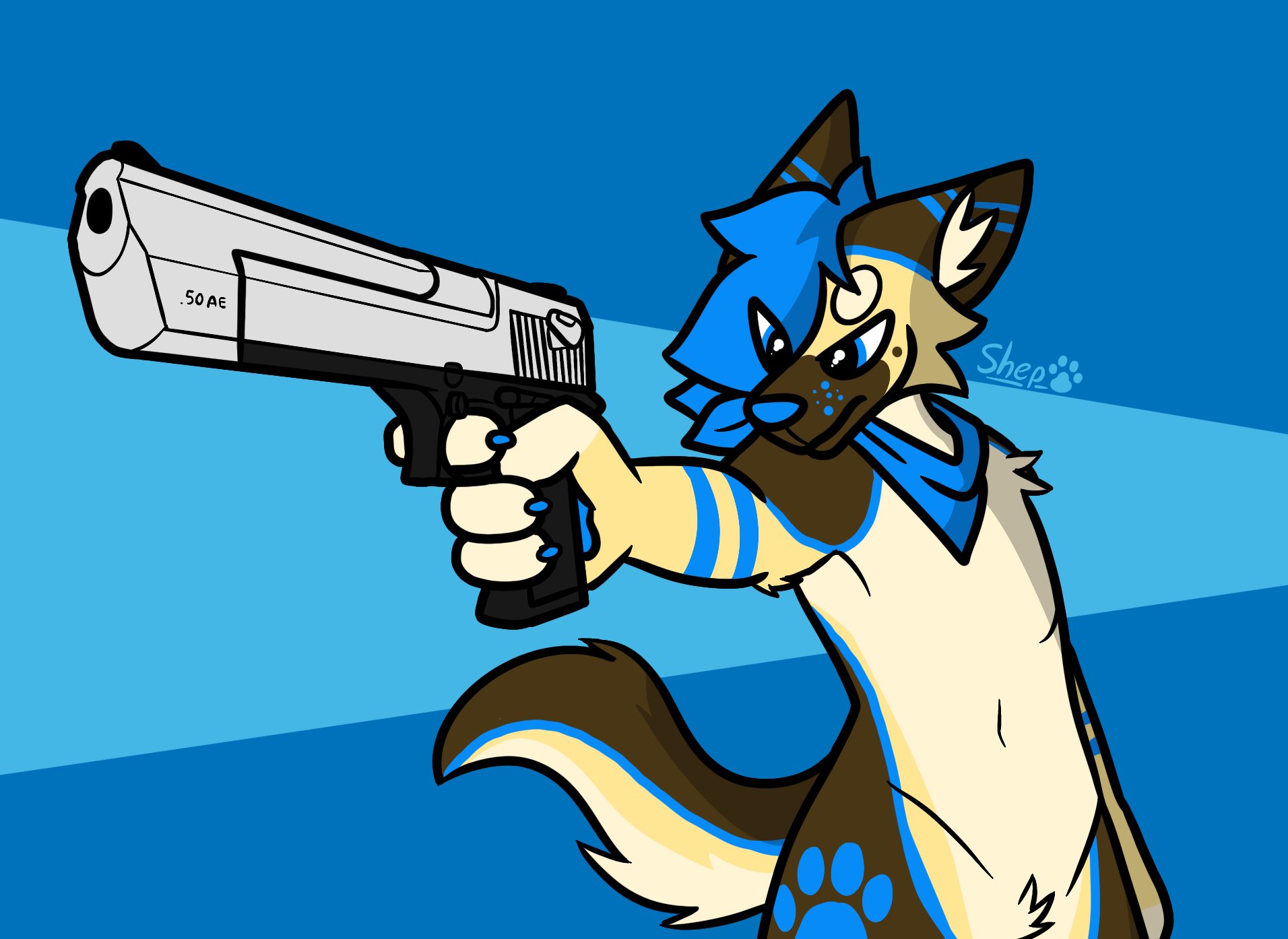 The Big Imageboard Tbib Anthro Bandanna Blue Background Blue Hair