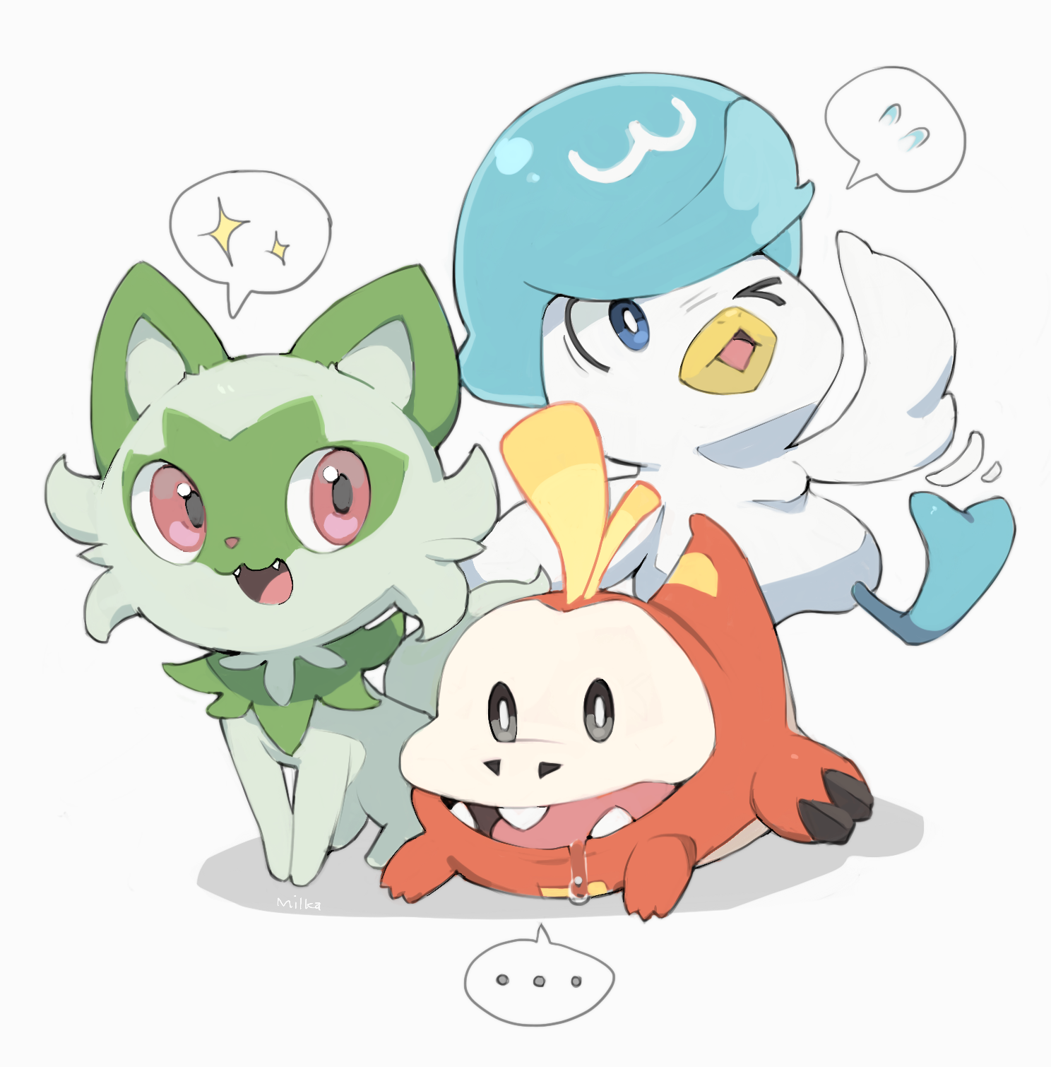 The Big ImageBoard (TBIB) - ... :d > o blue eyes fangs fuecoco highres ...