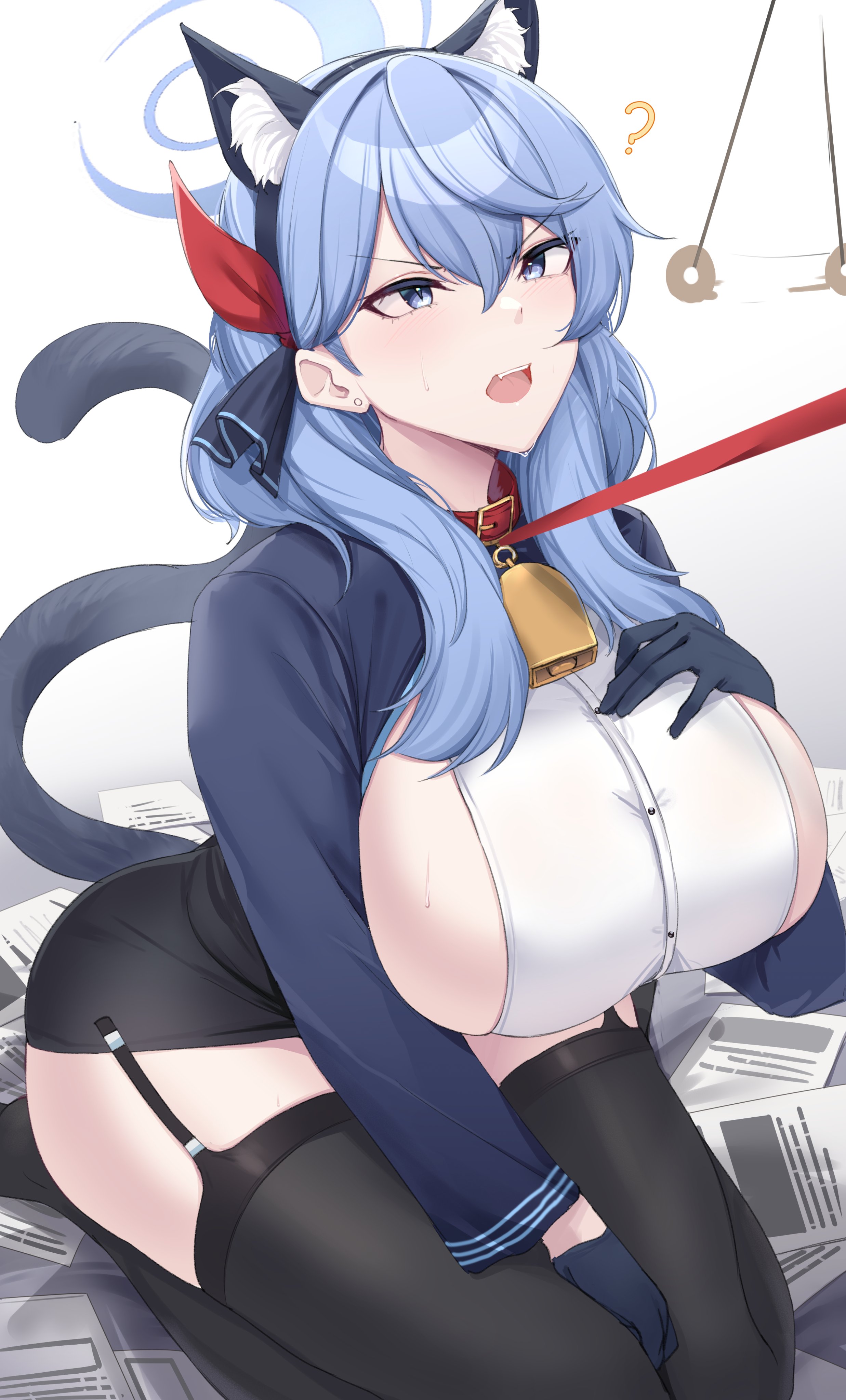 The Big ImageBoard (TBIB) - 1girl ? absurdres ako (blue archive) animal ears bell black garter ...