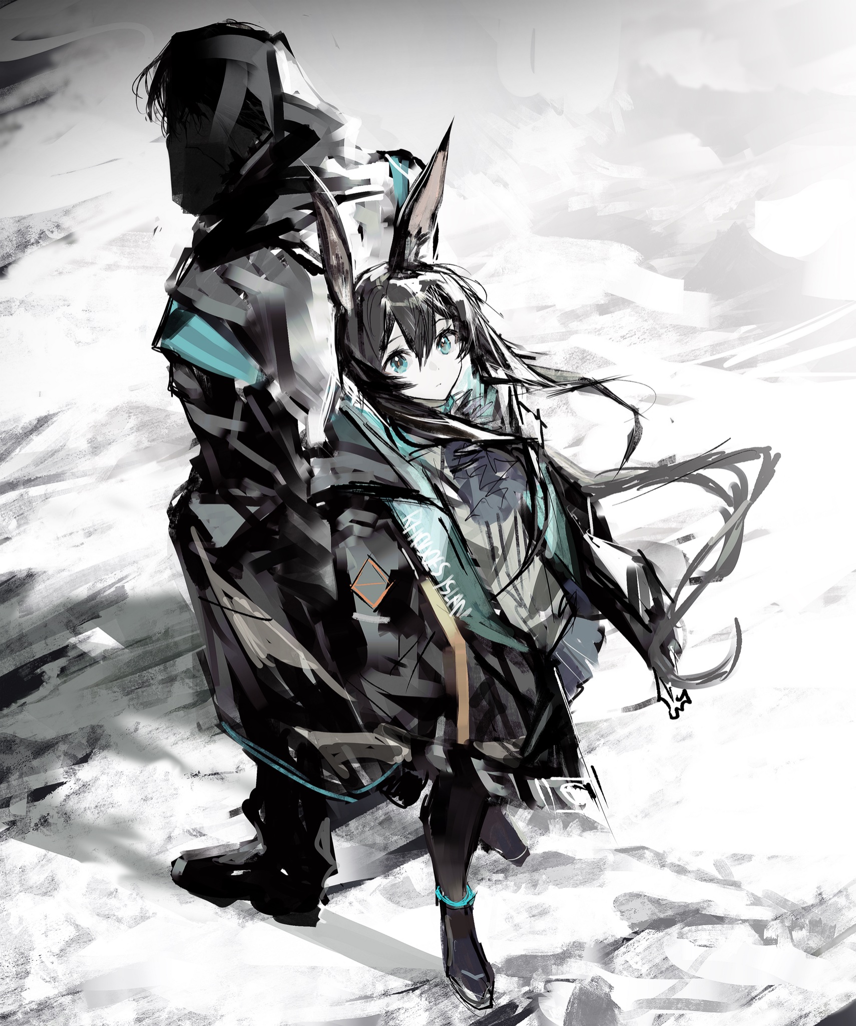 The Big ImageBoard (TBIB) - 1boy 1girl amiya (arknights) animal ears anklet arknights ascot back ...