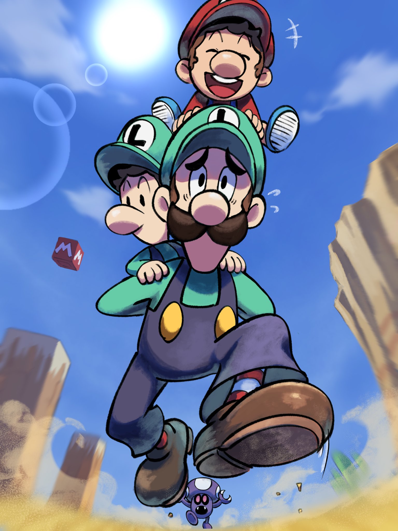 The Big ImageBoard (TBIB) - 3boys baby luigi baby mario blue overalls ...