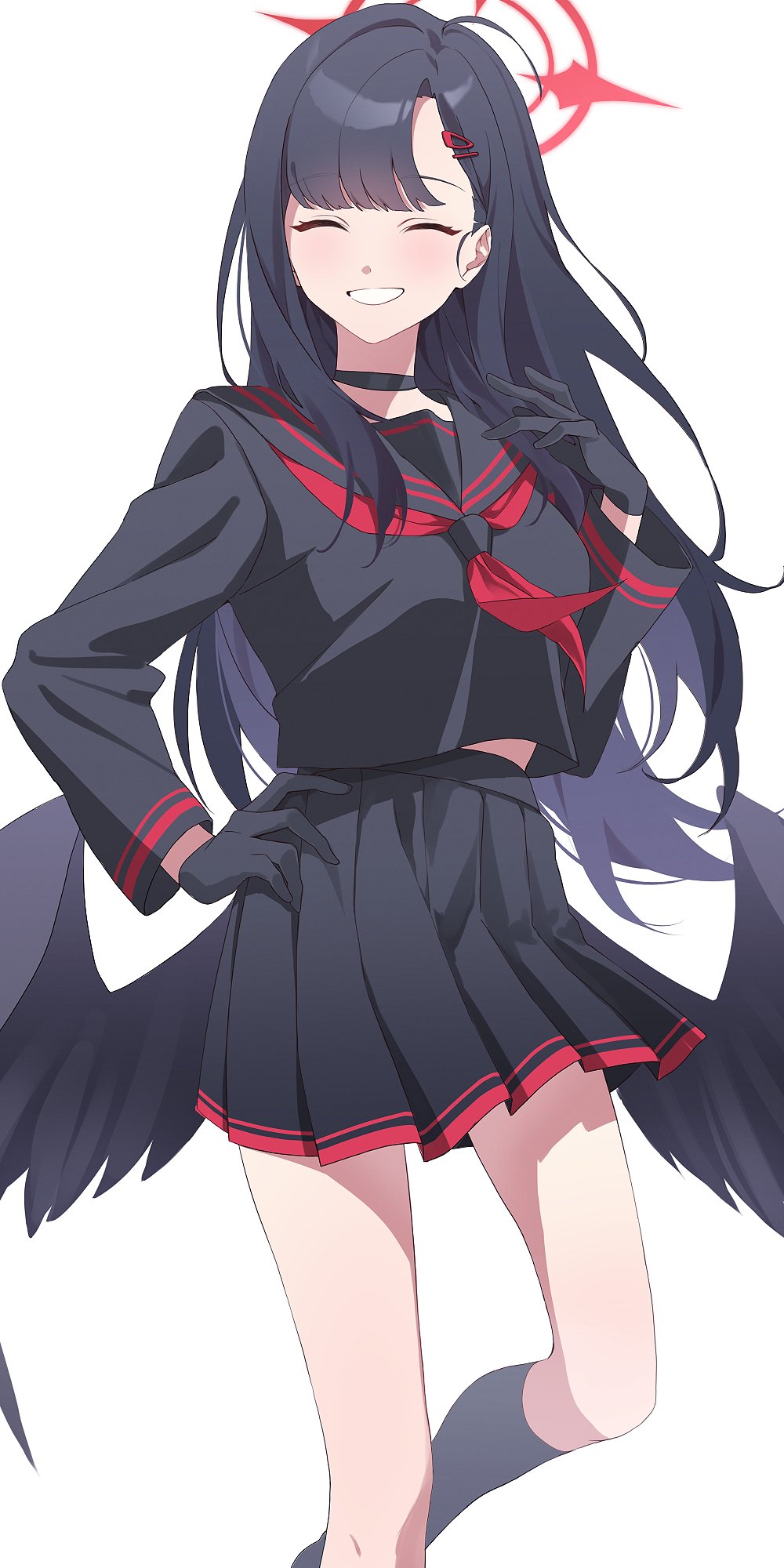 The Big ImageBoard (TBIB) - 1girl aoiro14518 black choker black gloves black hair black sailor ...
