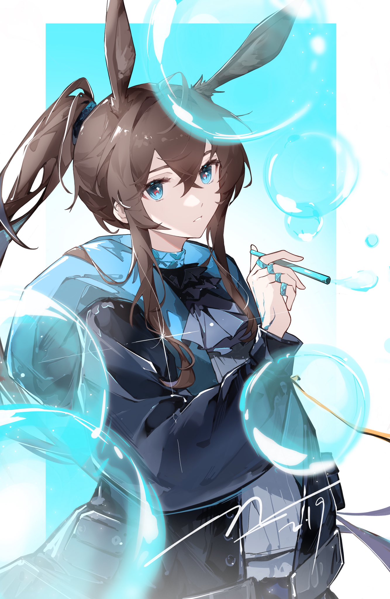 The Big ImageBoard (TBIB) - 1girl amiya (arknights) animal ears aqua theme arknights ascot black ...