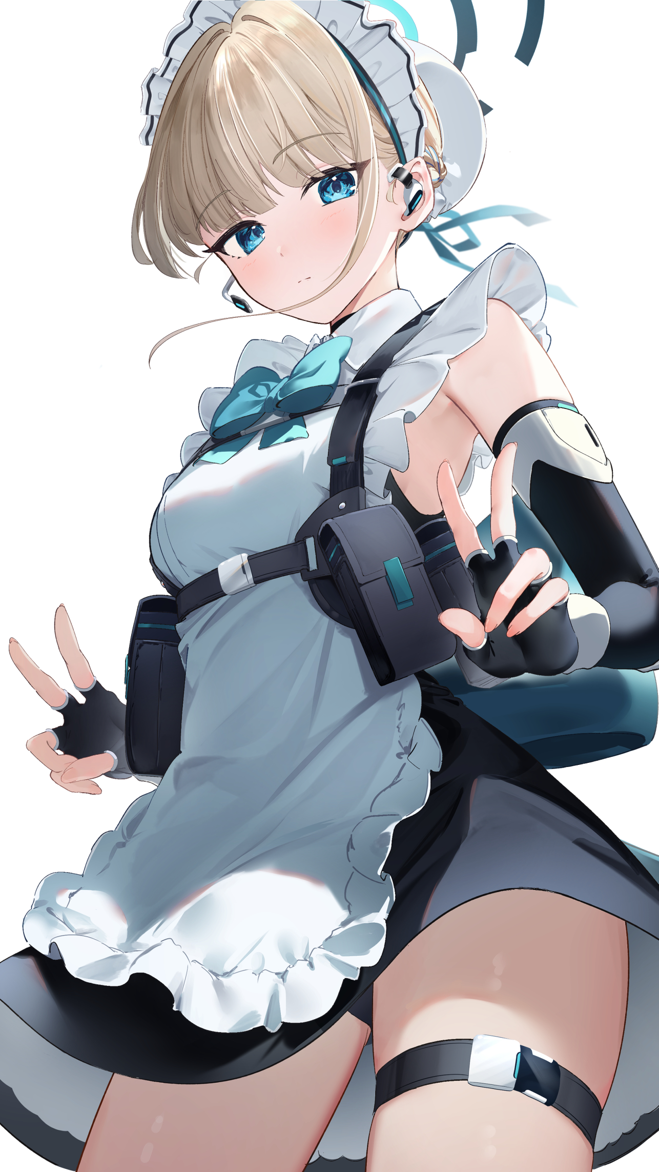 The Big ImageBoard (TBIB) - 1girl apron back bow bangs black gloves black skirt blonde hair blue ...