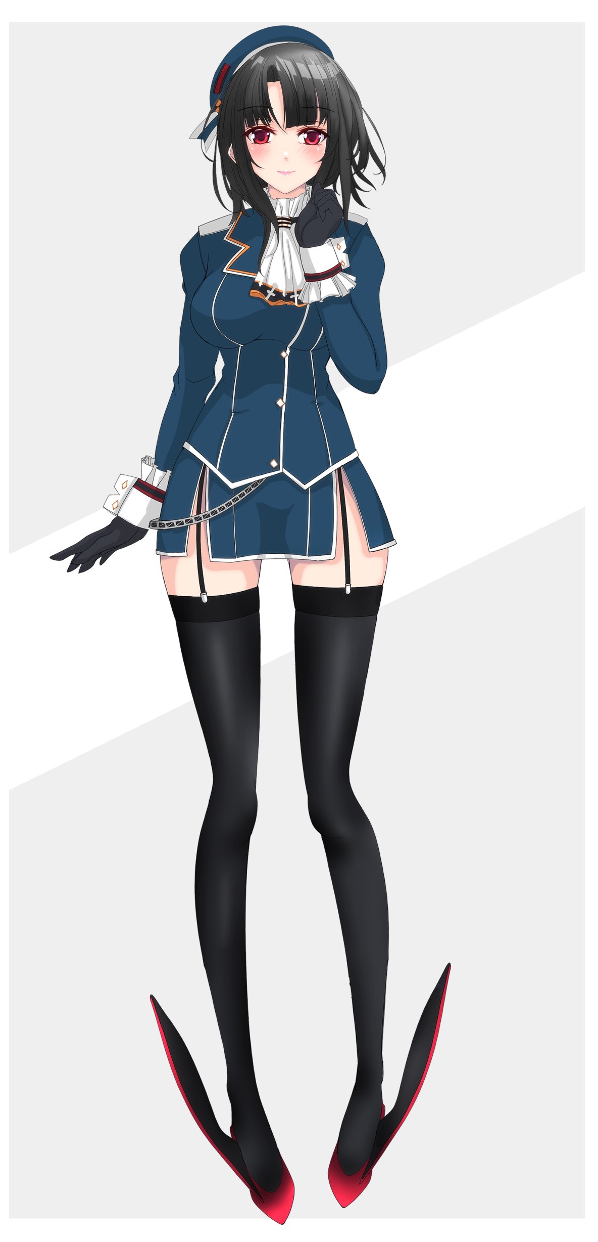 The Big ImageBoard (TBIB) - 1girl absurdres ascot beret black gloves black hair black thighhighs ...