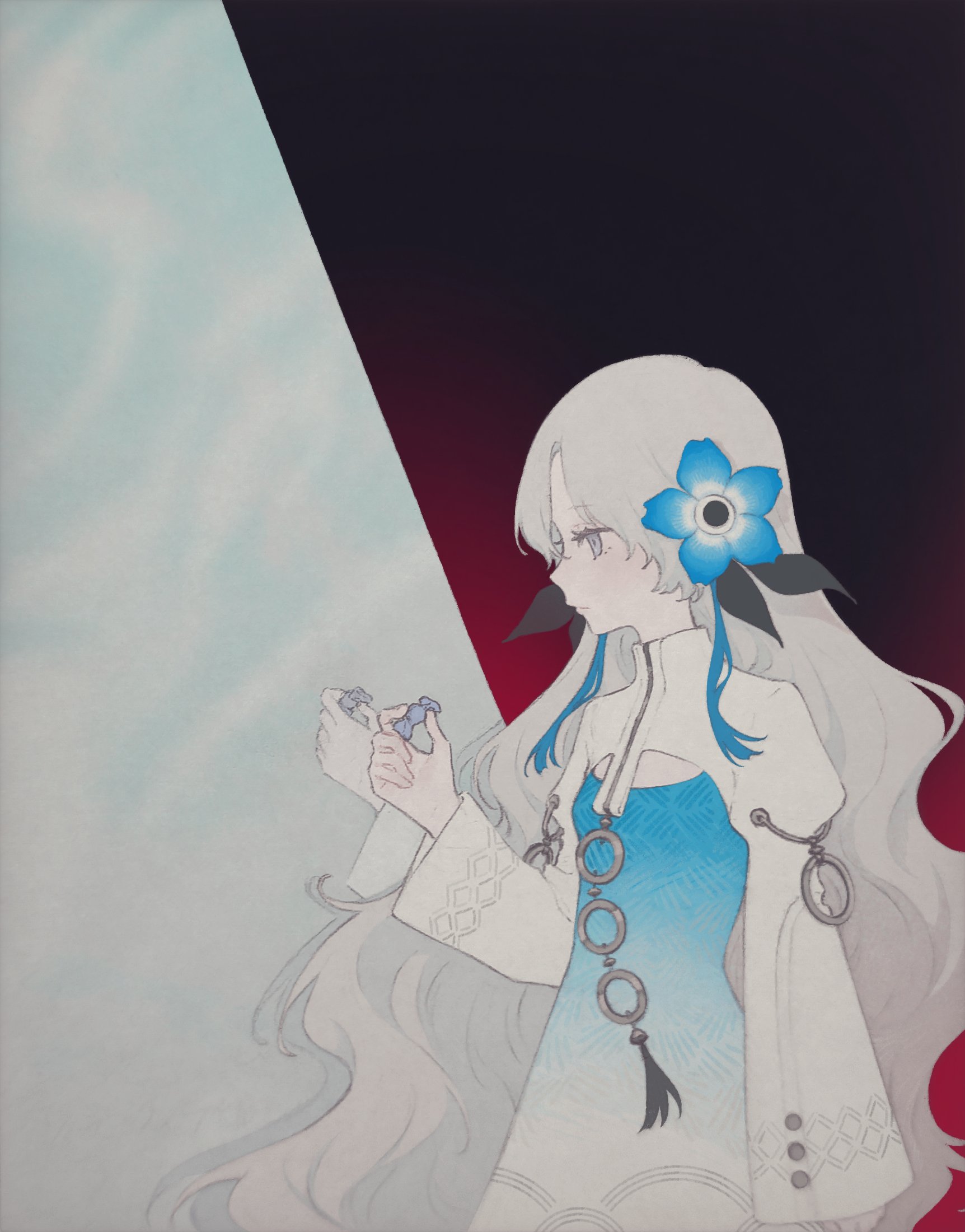 The Big ImageBoard (TBIB) - 1girl blue dress blue flower blue hair candy dress expressionless ...