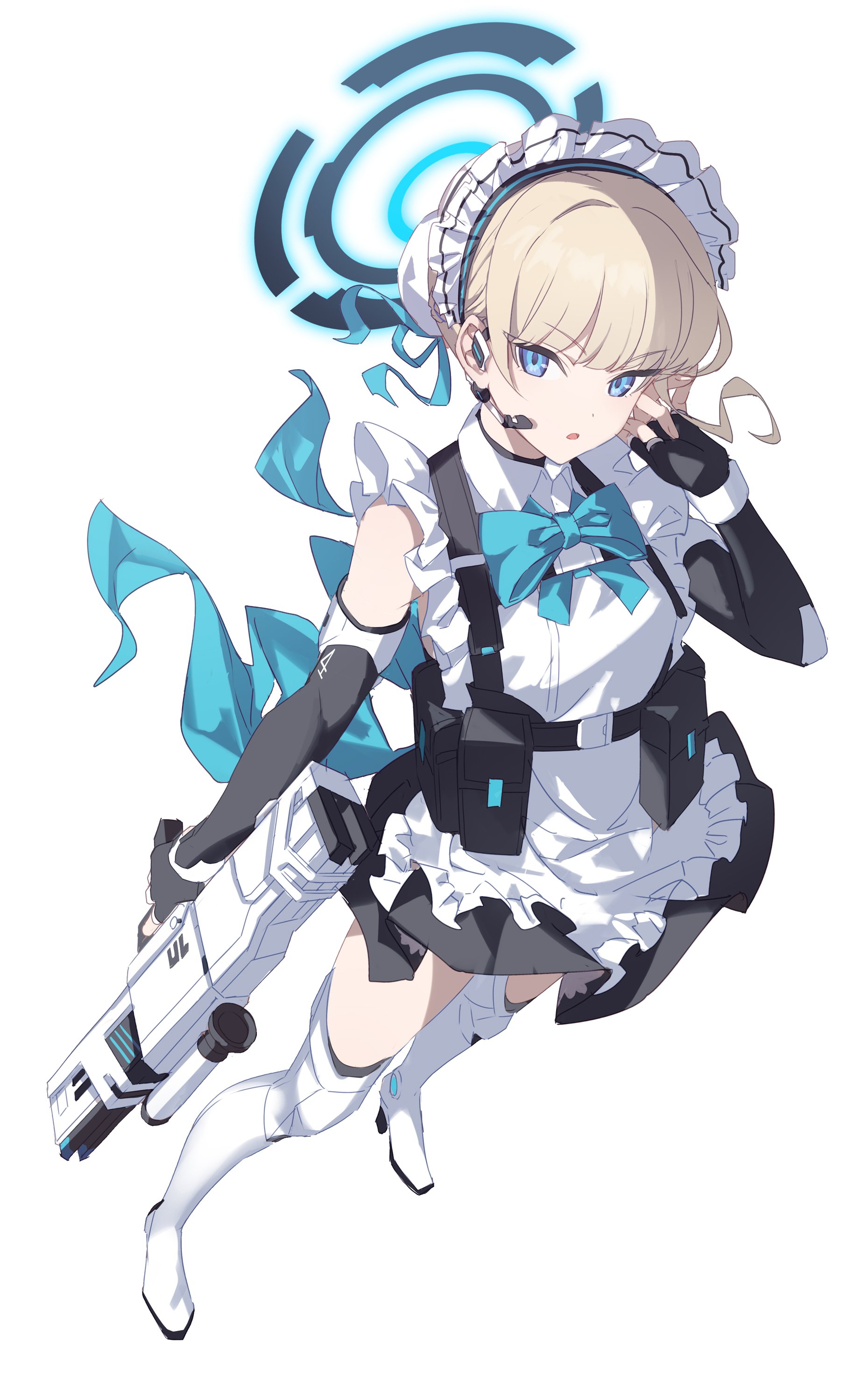 The Big ImageBoard (TBIB) - 1girl absurdres apron assault rifle blonde hair blue archive blue ...