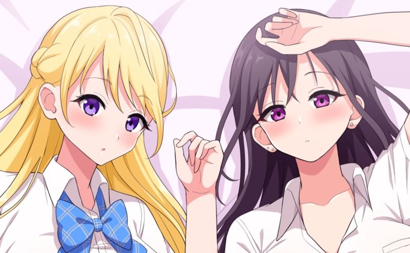 The Big Imageboard Tbib 2girls Aikome Haikome Bed Black Hair Blonde Hair Blush Closed