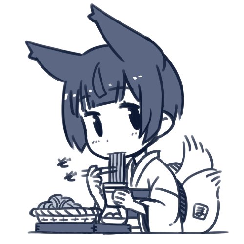 The Big ImageBoard (TBIB) - 1girl animal ears bob cut chopsticks eating ...