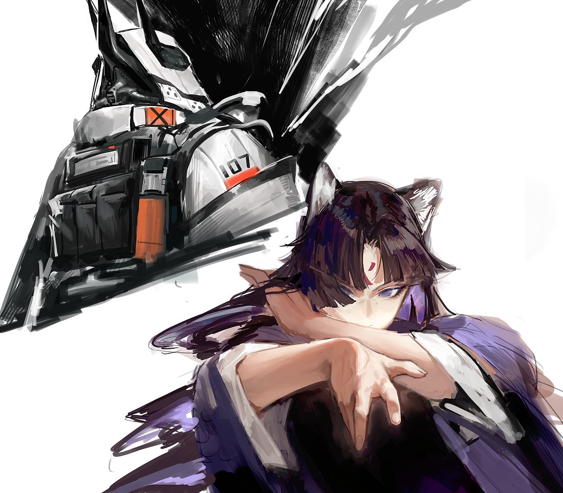 The Big ImageBoard (TBIB) - 2girls animal ear fluff animal ears arknights bangs black hair ...