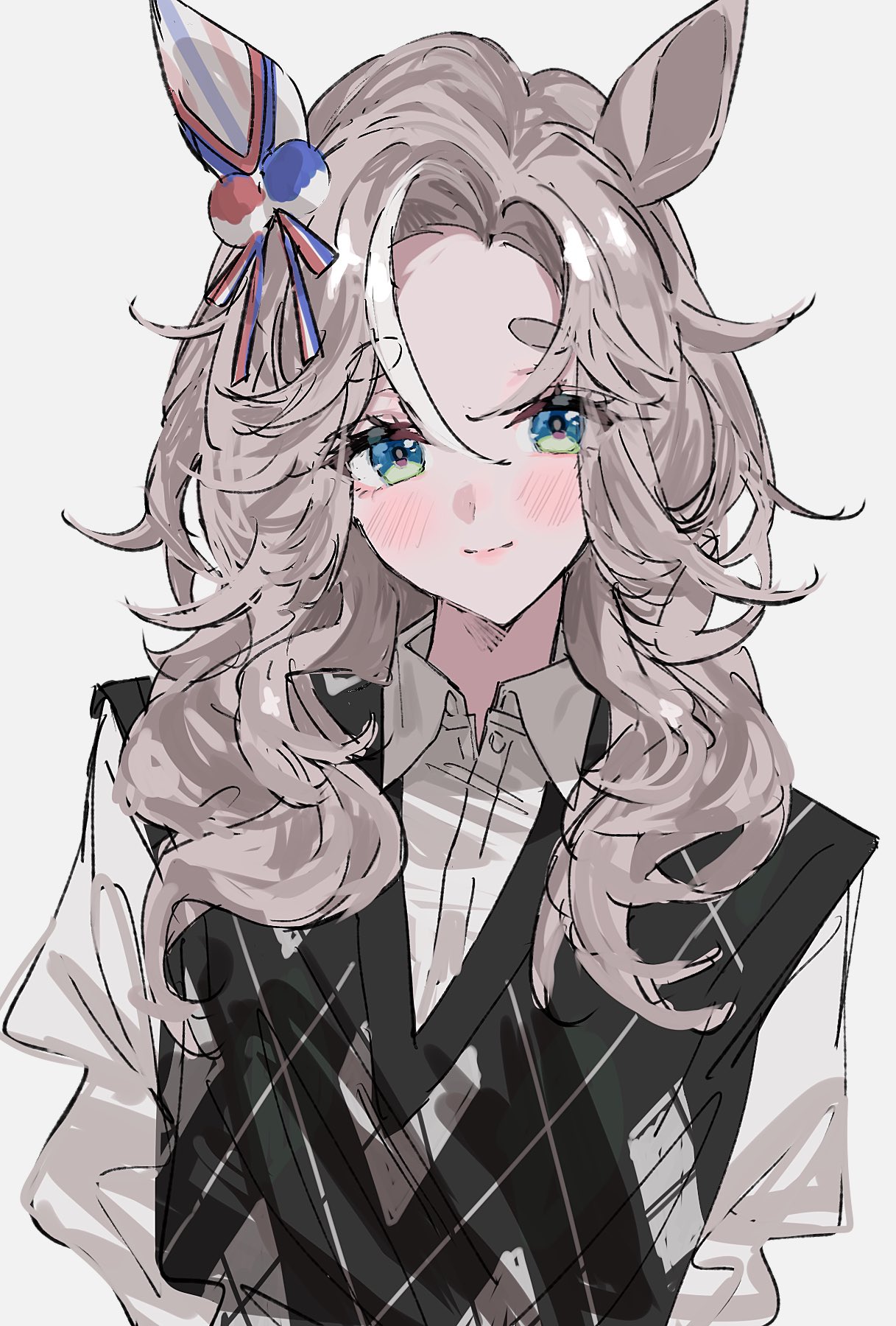 The Big ImageBoard (TBIB) - 1girl alternate costume animal ears argyle vest black hair blush ...