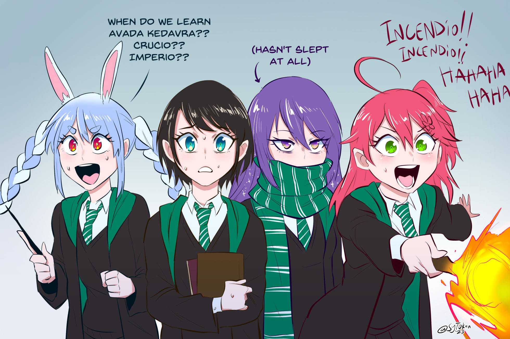 The Big ImageBoard (TBIB) - 4girls ahoge animal ear fluff animal ears ...