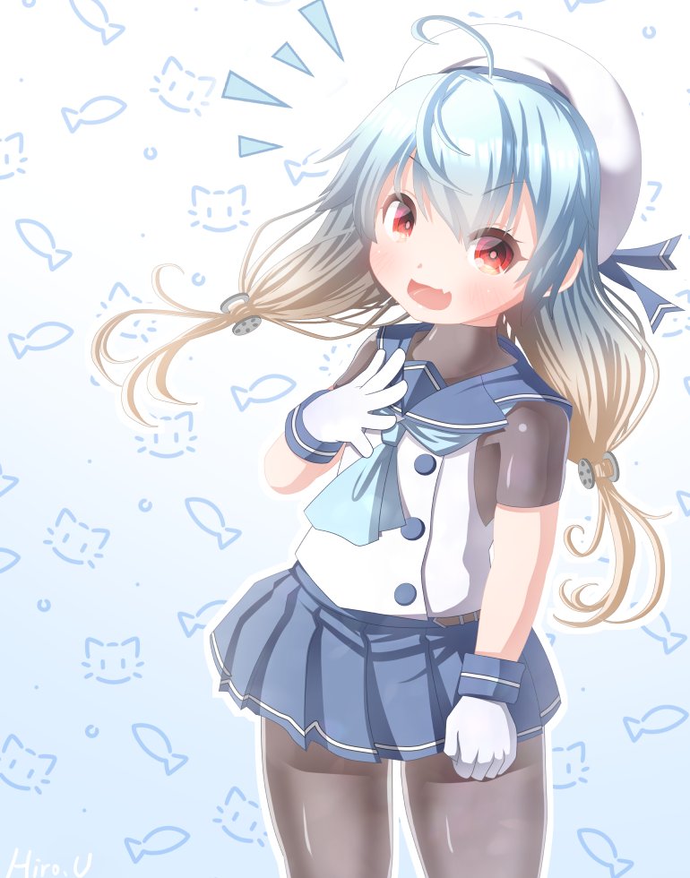 The Big ImageBoard (TBIB) - 1girl animal print black pantyhose blonde hair blue hair blue ...