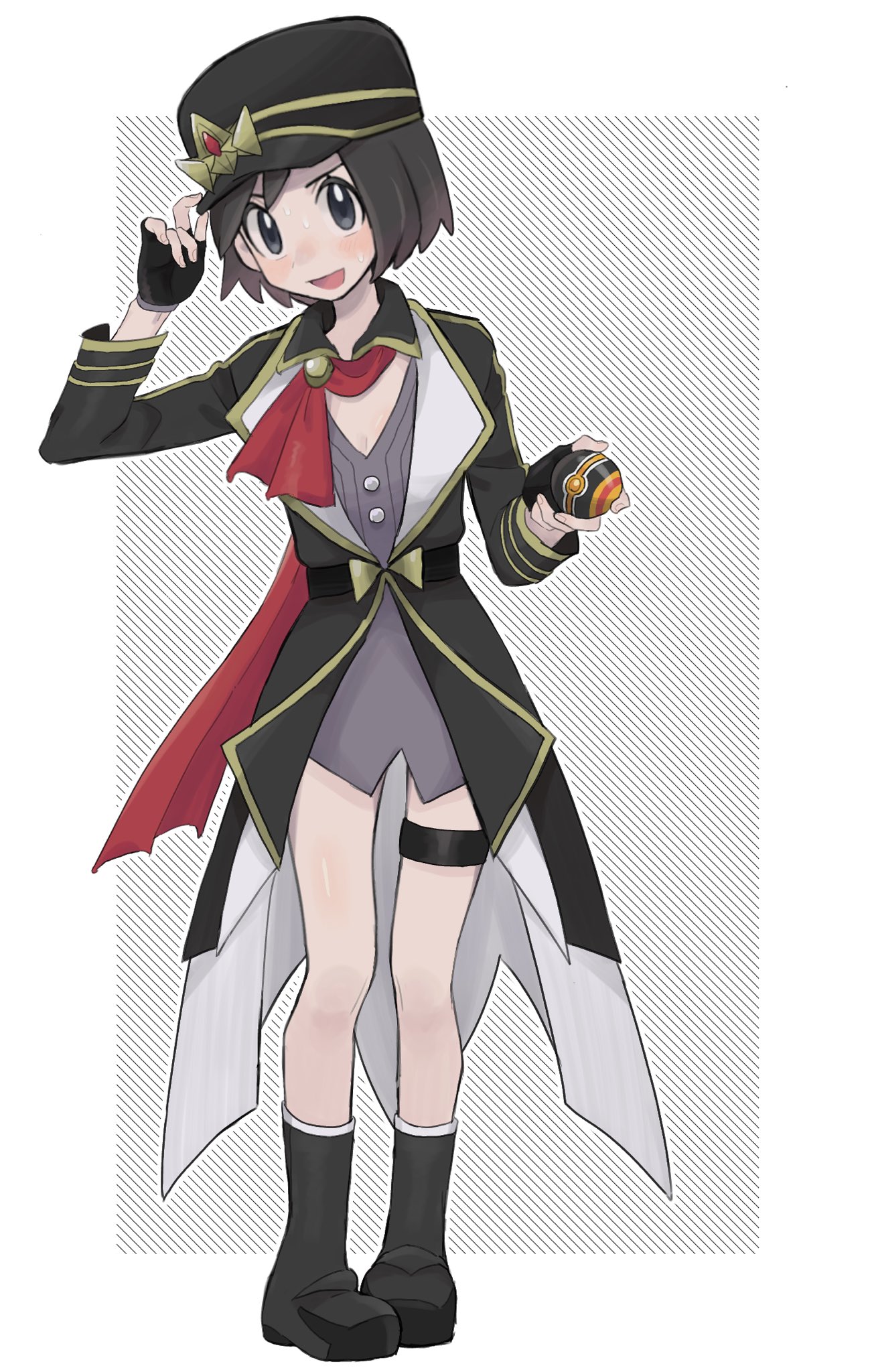 The Big ImageBoard (TBIB) - 1boy :d bangs black footwear black gloves ...