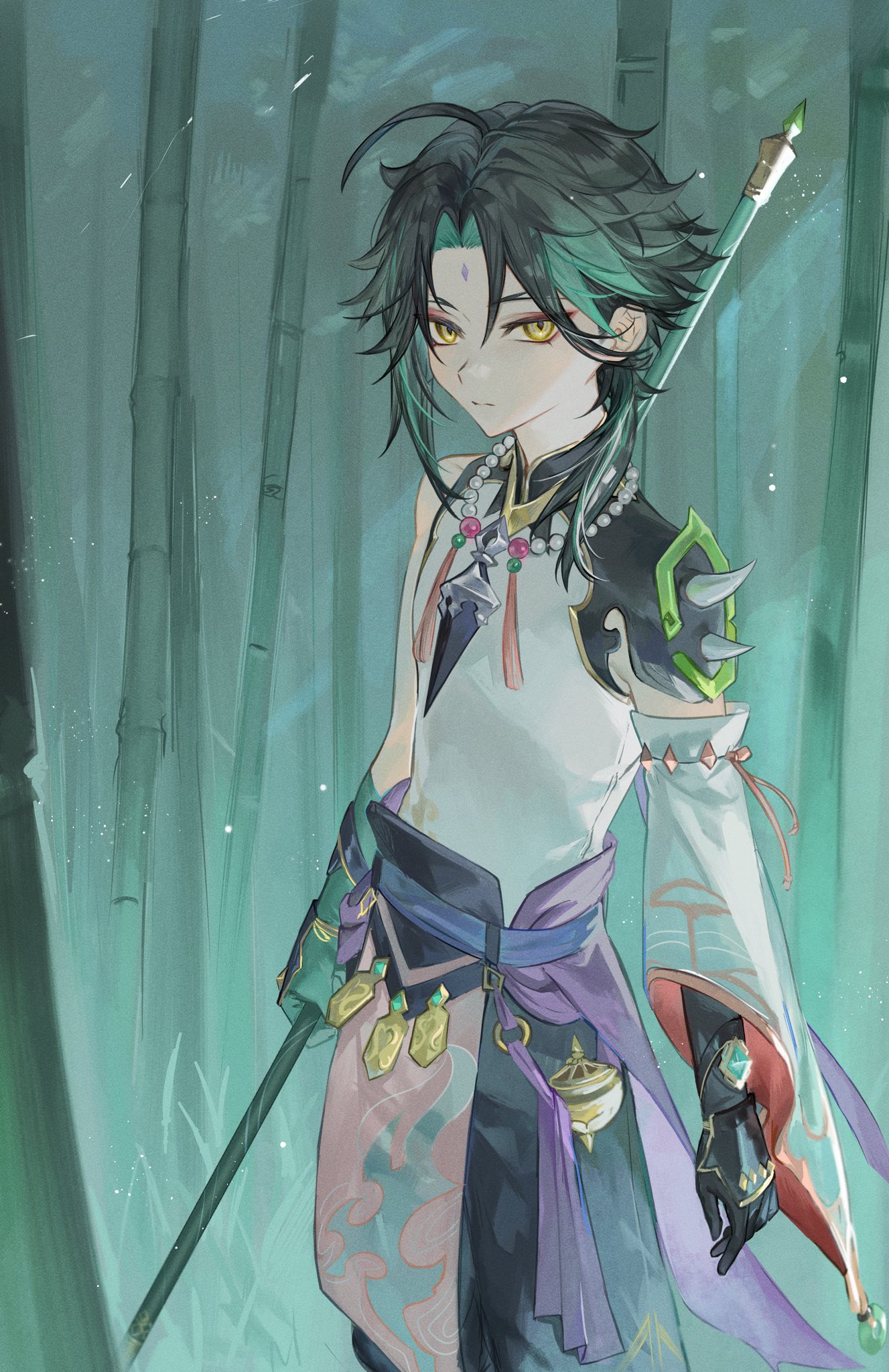 The Big ImageBoard (TBIB) - 1boy asymmetrical gloves bamboo bamboo ...